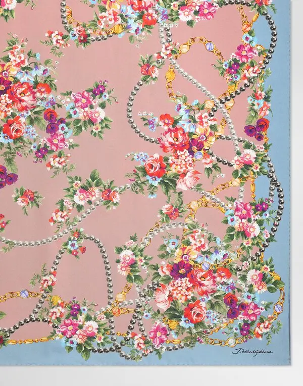 Dolce & Gabbana Small Flower Bouquets-print Silk Twill Scarf 90x90