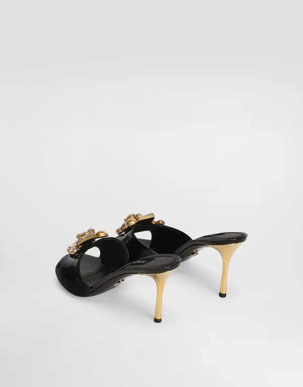Dolce & Gabbana Keira Patent Leather Embellished Mules - Multicolor