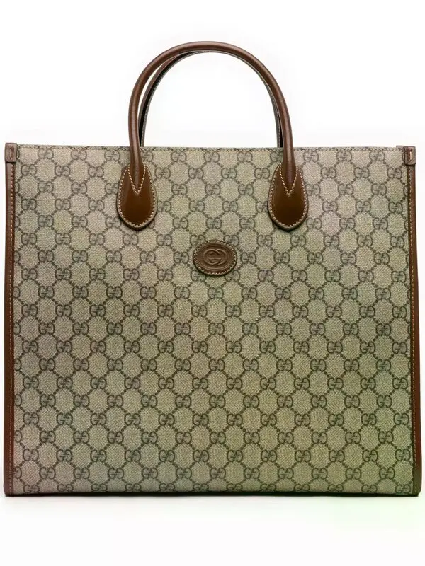 Gucci Medium Gg Supreme Tote Satchel - Brown
