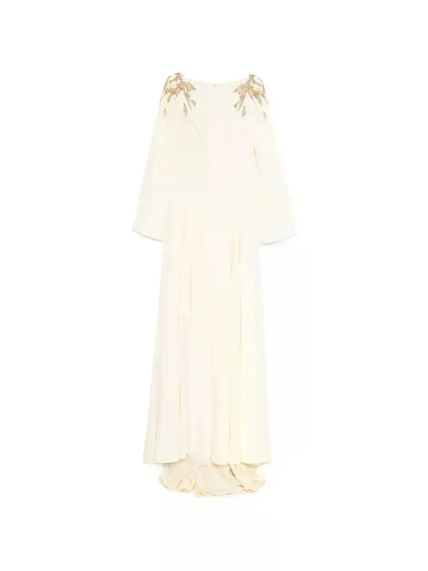 SAIID KOBEISY Embellished Crepe Kaftan - Neutrals