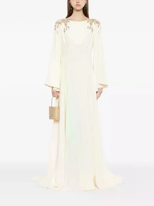 SAIID KOBEISY Embellished Crepe Kaftan - Neutrals