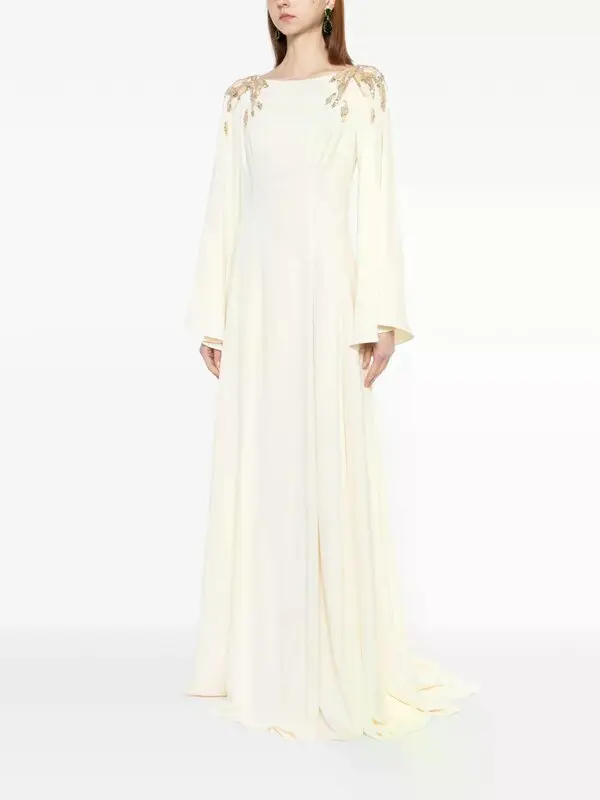SAIID KOBEISY Embellished Crepe Kaftan - Neutrals