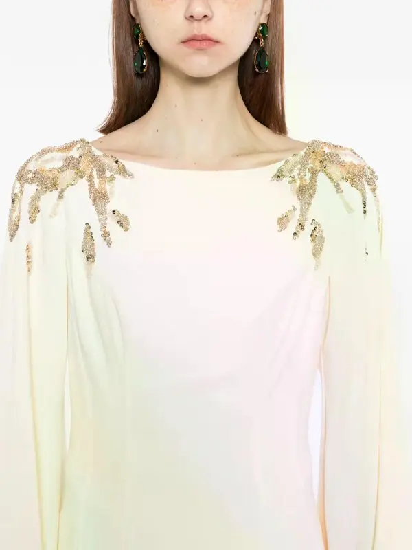 SAIID KOBEISY Embellished Crepe Kaftan - Neutrals