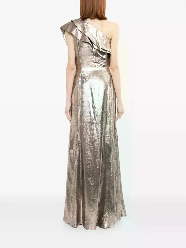 SAIID KOBEISY Embellished One-shoulder Lamé Dress