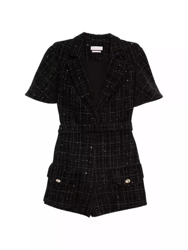 SAIID KOBEISY Tweed Short Jumpsuit - Black