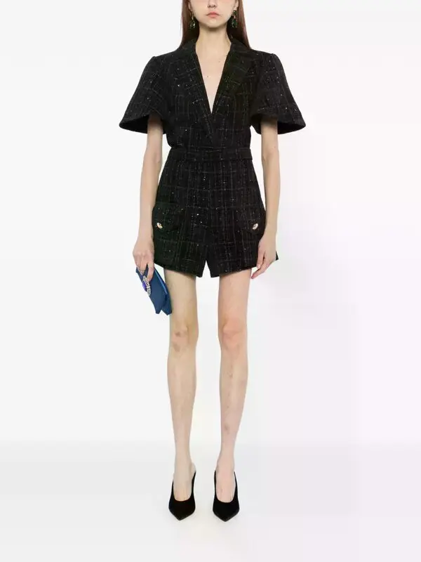 SAIID KOBEISY Tweed Short Jumpsuit - Black