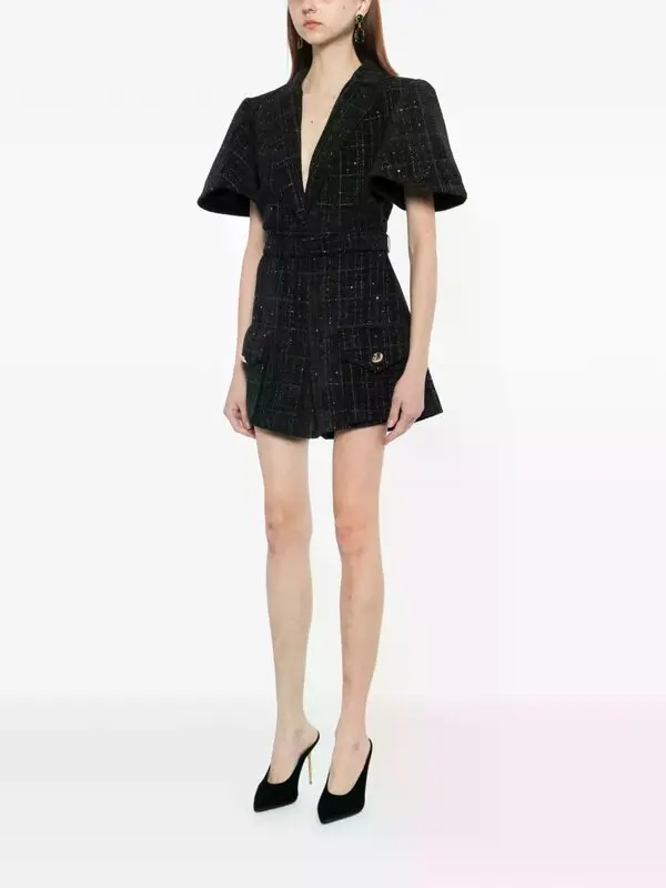 SAIID KOBEISY Tweed Short Jumpsuit - Black