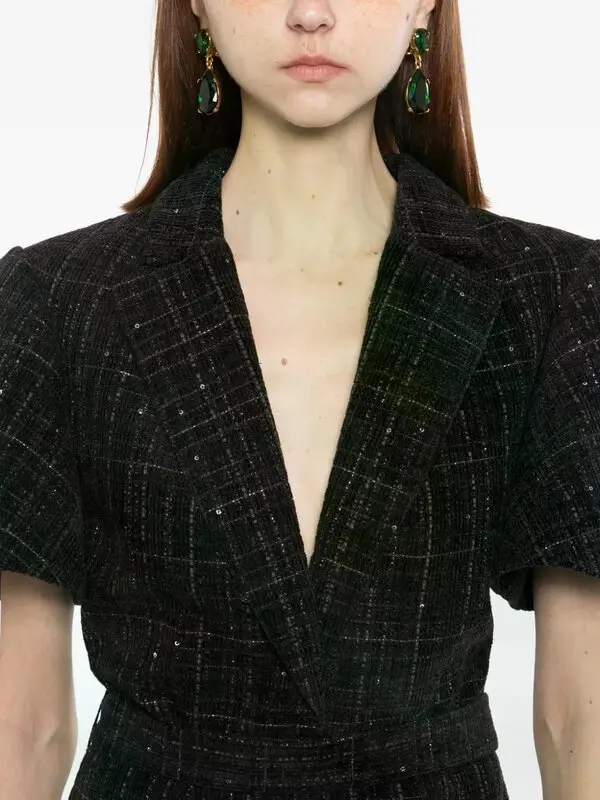 SAIID KOBEISY Tweed Short Jumpsuit - Black