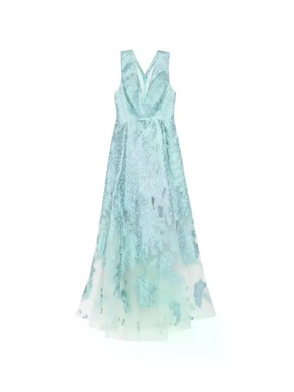 SAIID KOBEISY Brocade V-neck Dress - Blue