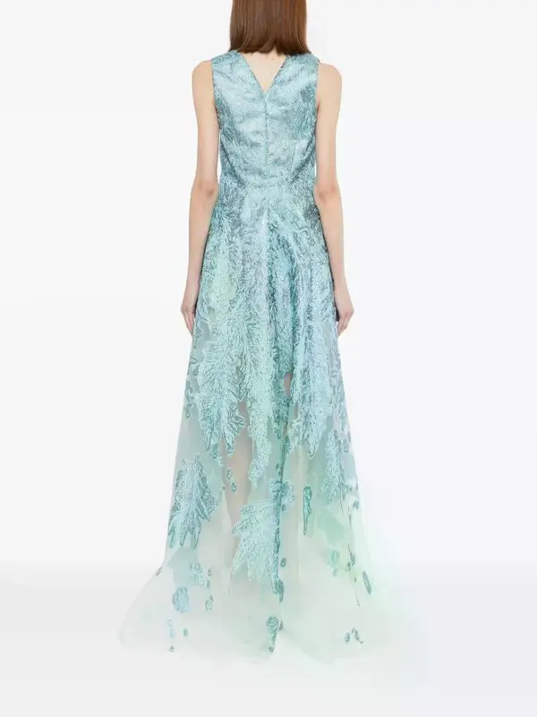 SAIID KOBEISY Brocade V-neck Dress - Blue