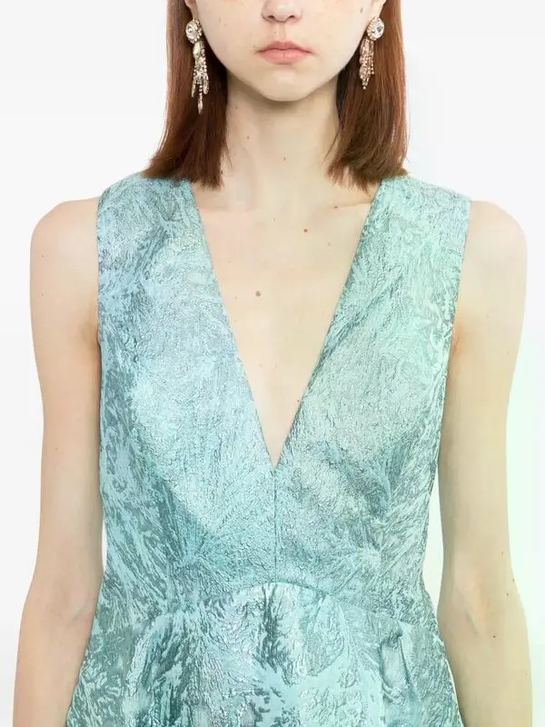 SAIID KOBEISY Brocade V-neck Dress - Blue
