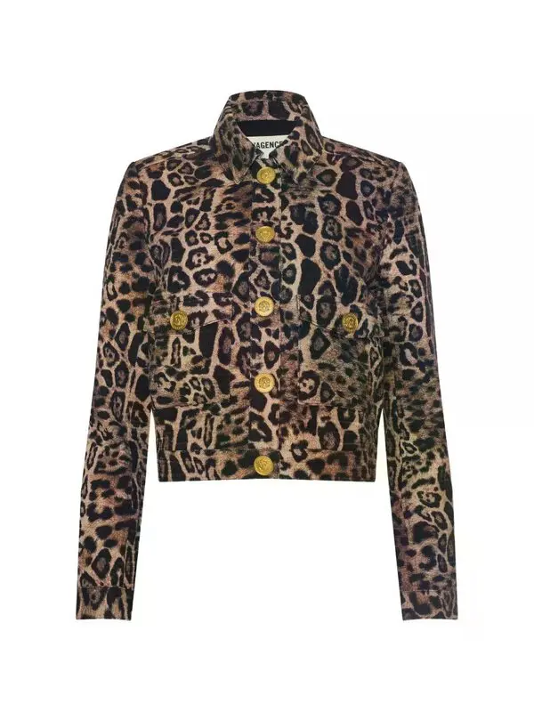 L'Agence Animal-print Jacket With Gold-tone Buttons - Brown