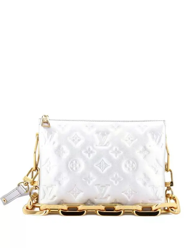 LOUIS VUITTON Coussin Bb Crossbody Bag Monogram Embossed Lambskin - Silver