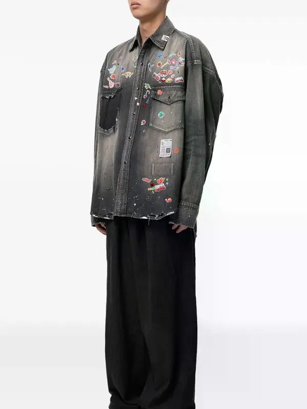 Mihara Yasuhiro Sticker-print Denim Shirt