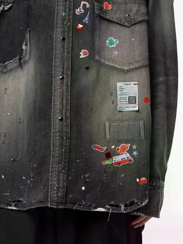 Mihara Yasuhiro Sticker-print Denim Shirt