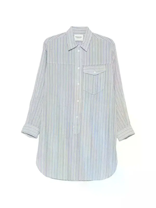MARANT ETOILE Loriane Striped Chest-pocket Shirt Dress - Blue