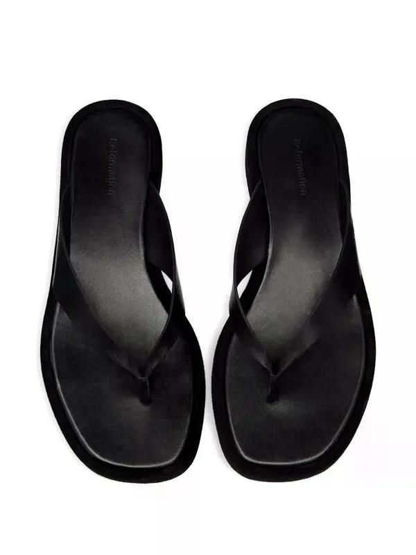 REFORMATION Eden Platform Thong Sandals - Black