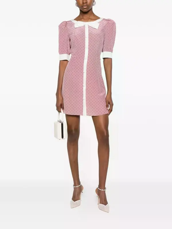 Alessandra Rich Polka-dot Mini Dress With Bow