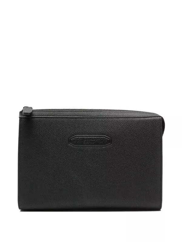 Brioni Embossed Zip Clutch - Black
