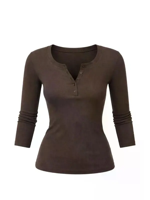 REFORMATION Jayden Long Sleeve Henley T-shirt
