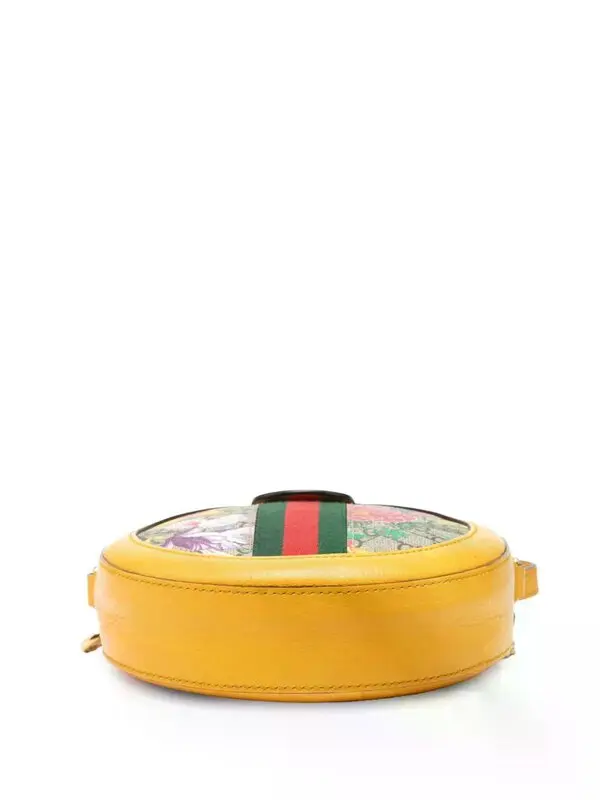 Gucci Mini Gg Supreme Flora Ophidia Round Crossbody Bag - Brown