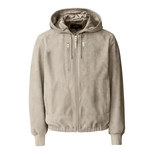 Mackage Sylas-su Suede Hooded Jacket - Taupe