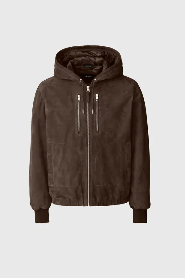 Mackage Sylas-su Suede Hooded Jacket - Umber