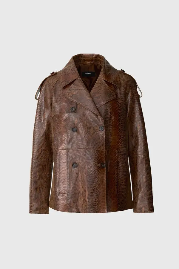 Mackage Dolores-snk Snake Leather Jacket - Umber