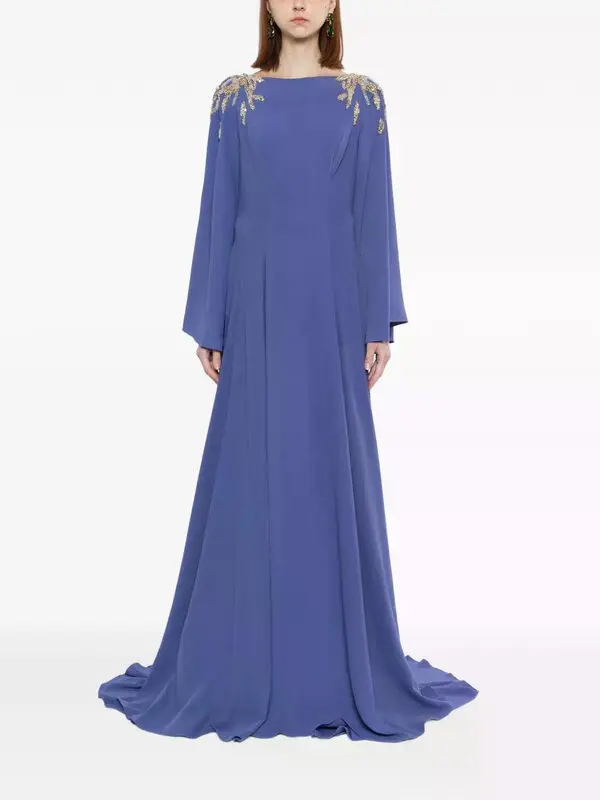 SAIID KOBEISY Embellished Crepe Kaftan - Blue