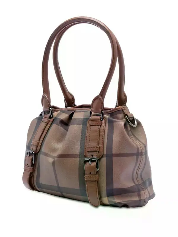 Burberry Smoke Check Coated Canvas Northfield Satchel - Brown