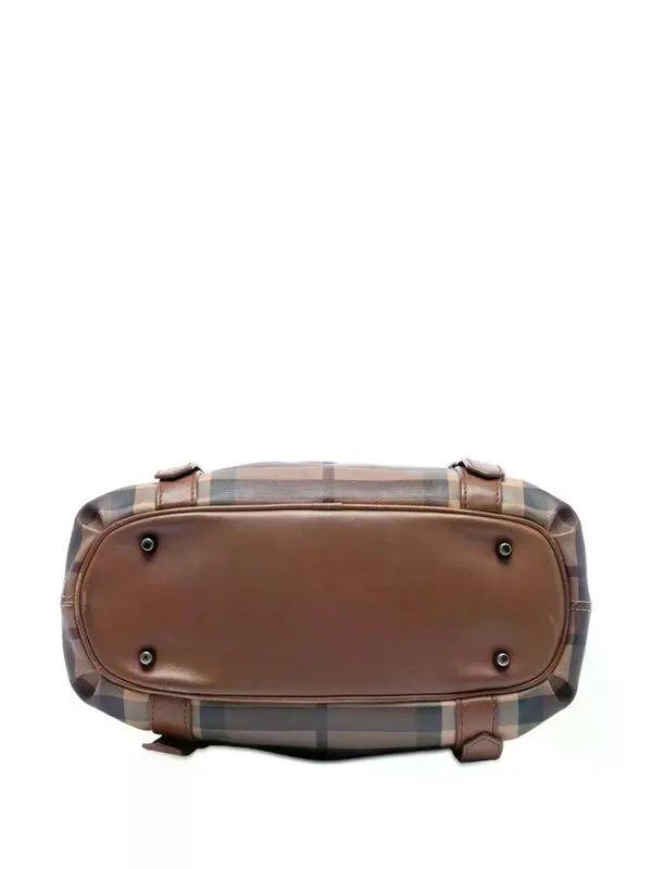 Burberry Smoke Check Coated Canvas Northfield Satchel - Brown
