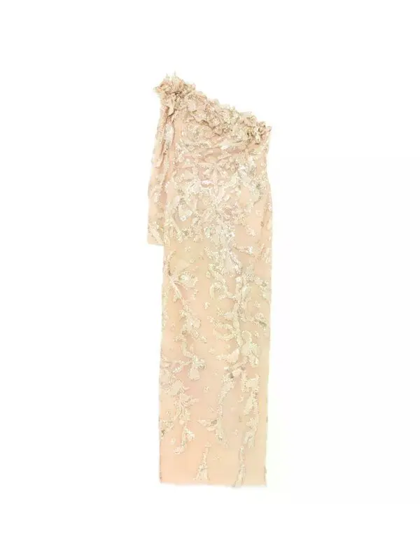 SAIID KOBEISY One-shoulder Embroidered Tulle Dress