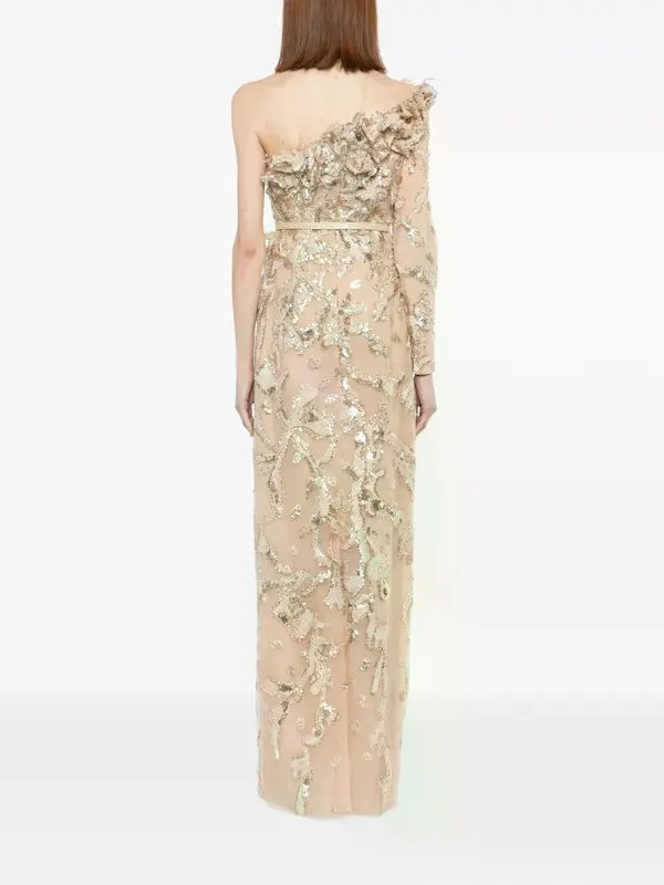 SAIID KOBEISY One-shoulder Embroidered Tulle Dress