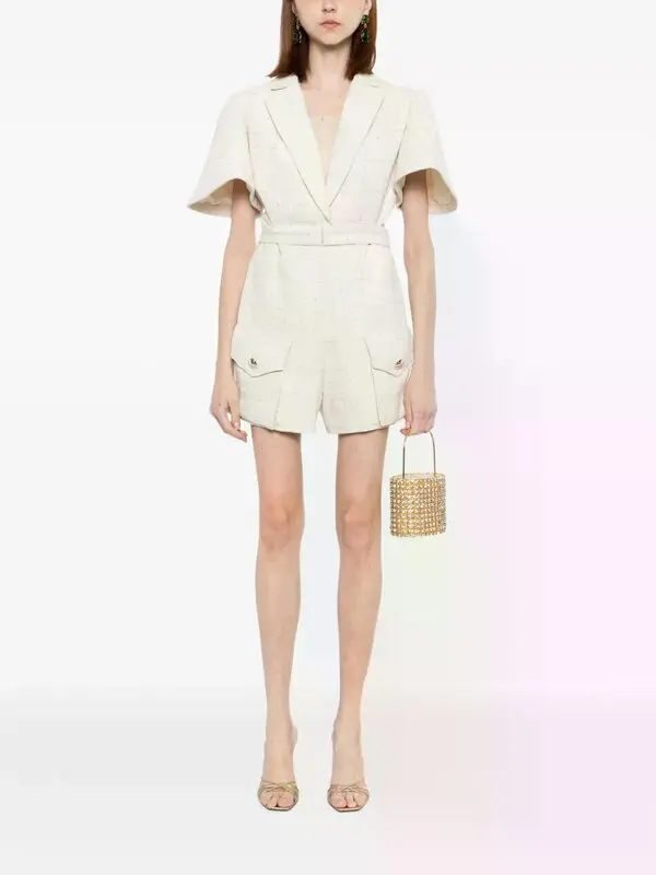 SAIID KOBEISY Tweed Short Jumpsuit - Neutrals