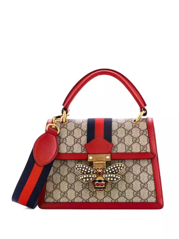 Gucci Queen Margaret Gg Coated Canvas Top Handle Small Satchel - Brown
