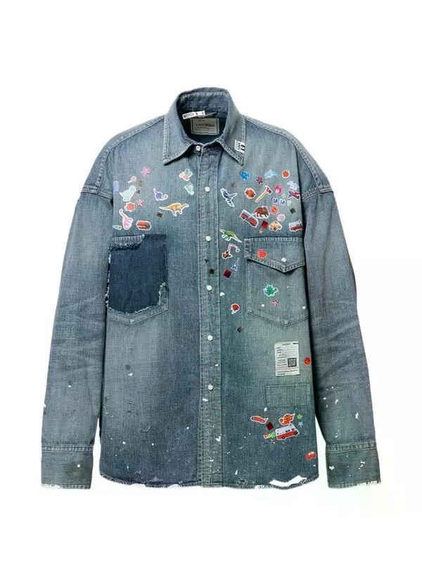 Mihara Yasuhiro Sticker-print Denim Shirt