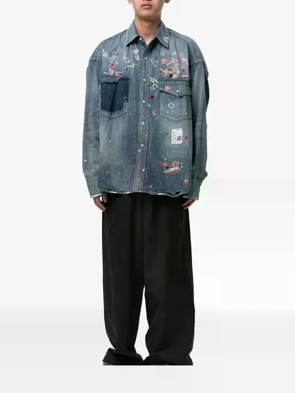 Mihara Yasuhiro Sticker-print Denim Shirt