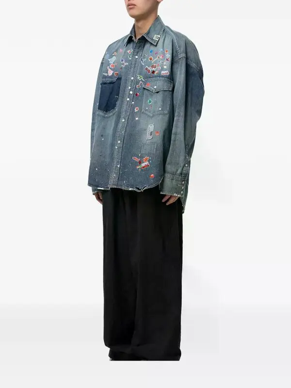 Mihara Yasuhiro Sticker-print Denim Shirt