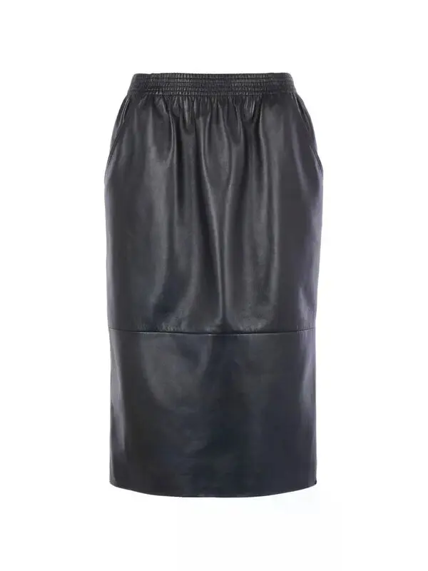 Chloé Elasticated Leather Midi Skirt - Black