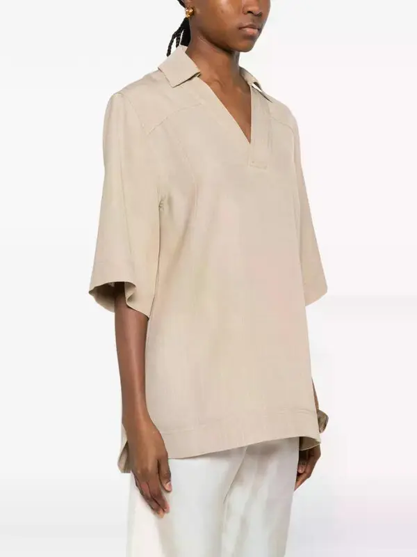 Loulou De Saison T-shirt With V-neck - Neutrals