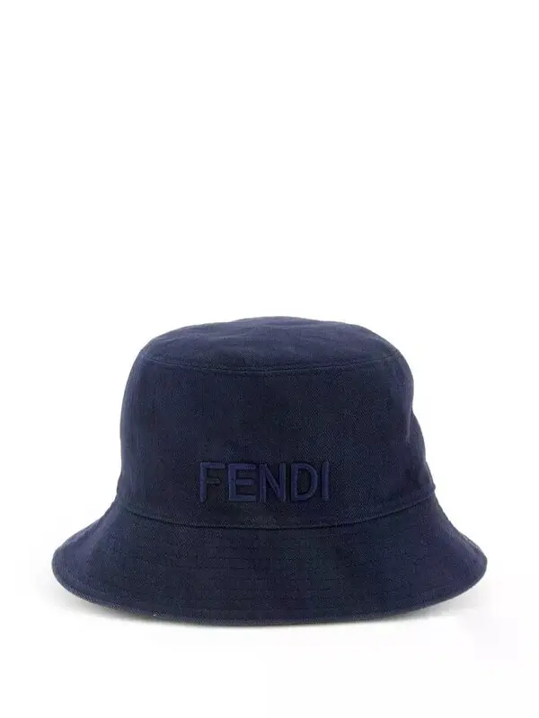 Fendi Reversible Bucket Hat With Logo Embroidery - Blue
