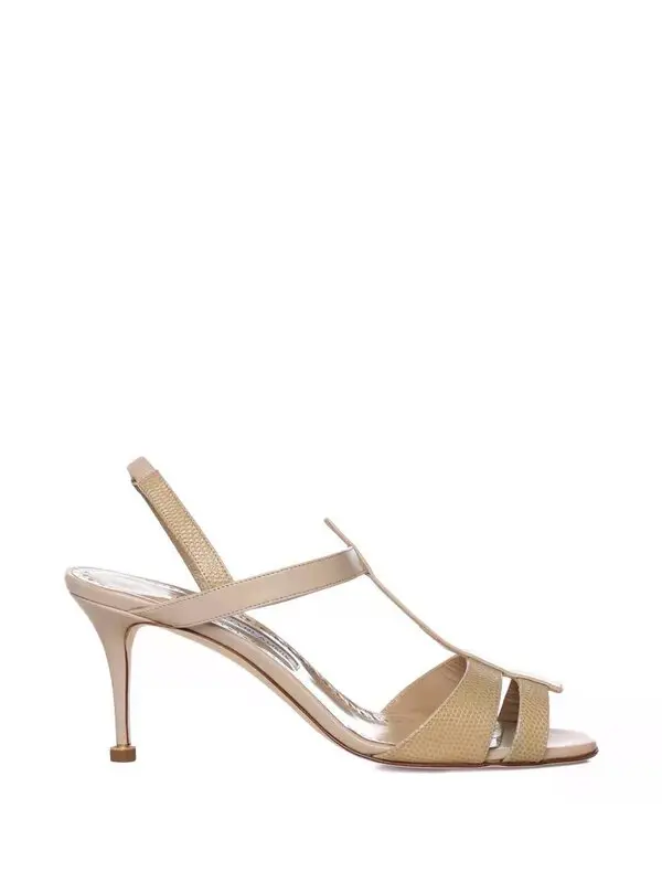 Manolo Blahnik T-strap Slingback Heeled Sandals