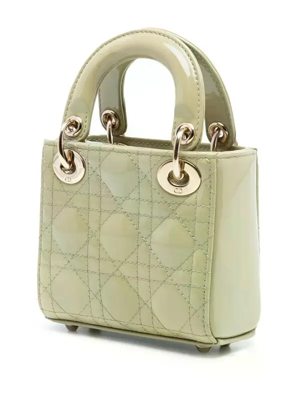Dior 2022 Micro Patent Cannage Lady Crossbody Bag - Green