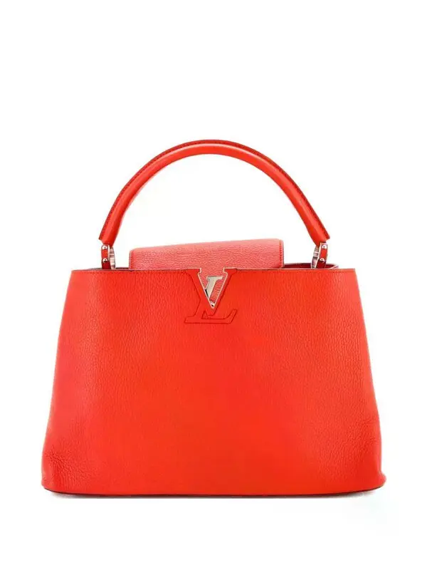 LOUIS VUITTON Capucines Leather Pm Satchel - Orange