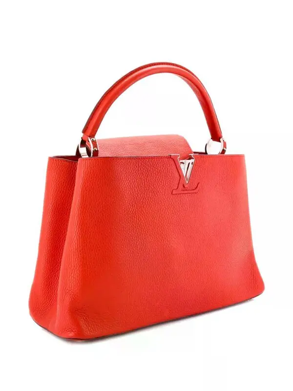 LOUIS VUITTON Capucines Leather Pm Satchel - Orange