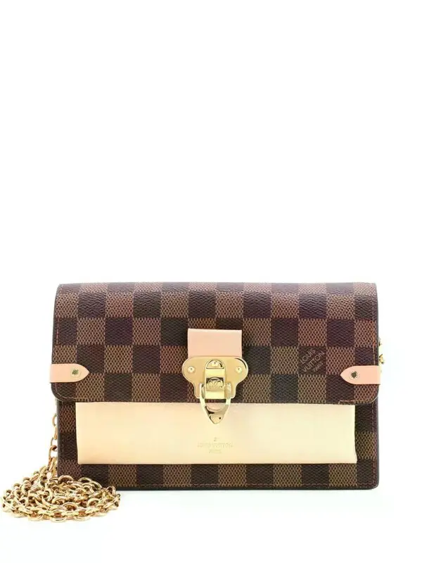LOUIS VUITTON Vavin Chain Wallet Nm Damier With Leather Crossbody Bag - Brown