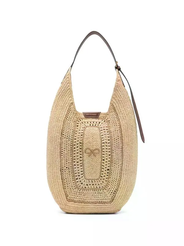 ANYA HINDMARCH Raffia Shoulder Bag With Bow Detail
