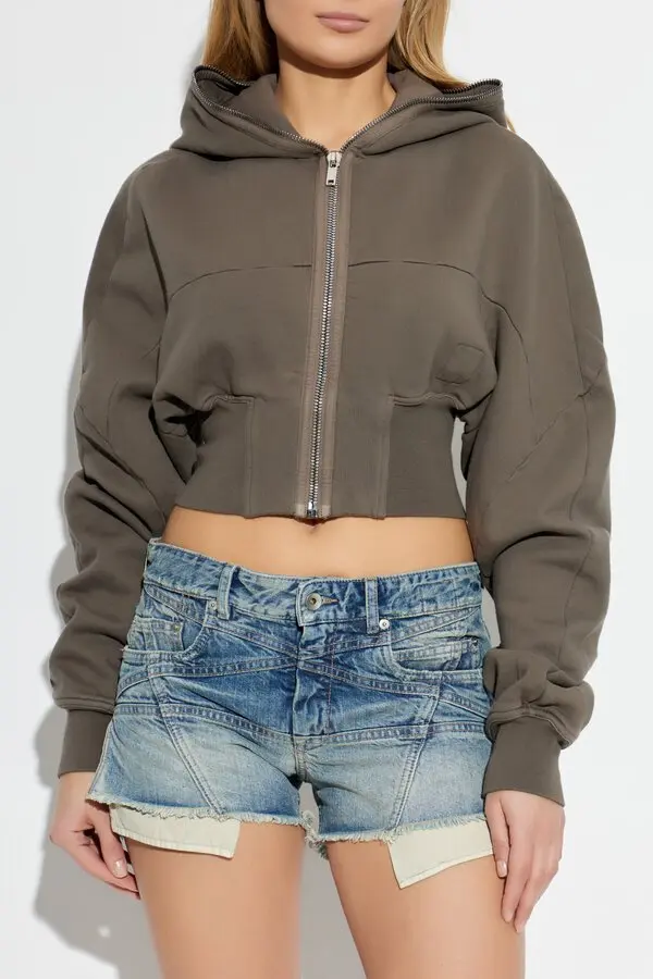 Rick Owens Cropped Hoodie - Brown