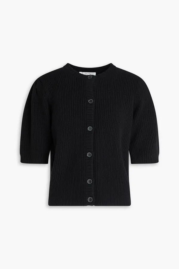 FRAME Ribbed Wool-blend Cardigan - Black