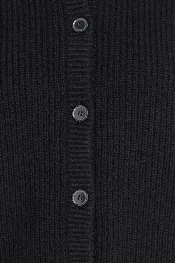 FRAME Ribbed Wool-blend Cardigan - Black
